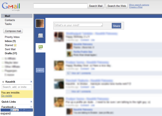 Access Your Facebook Profile/Wall From Within Gmail